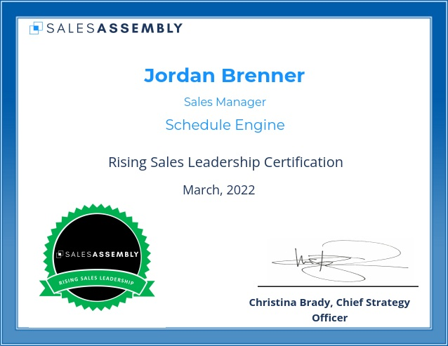 Jordan Brenner's Certificate