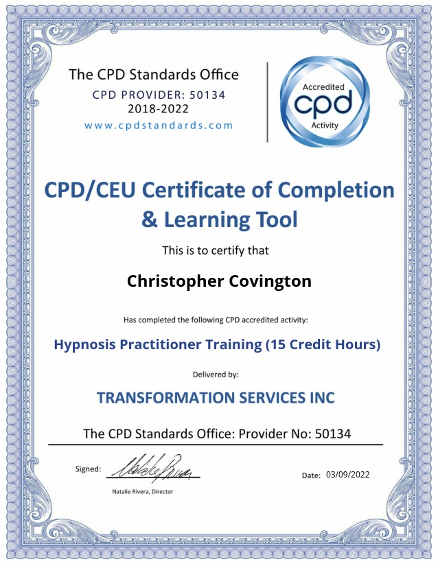 Christopher Covington's Certificate