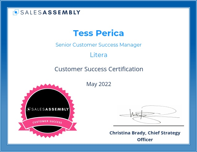 Tess Perica's Certificate